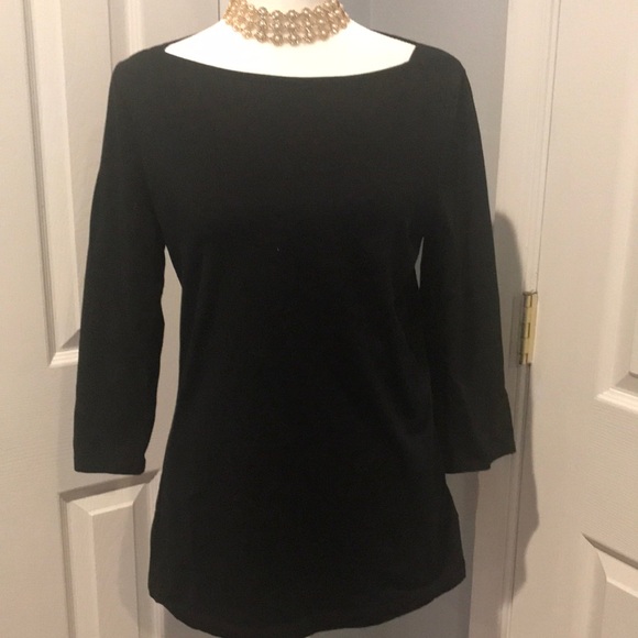 Merona | Tops | Merona Black Boat Neck Tee | Poshmark